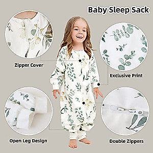 LifeTree Baby Sleep Sack, Sleep Sack Toddler Sleeping Bag with Legs Long Sleeves, 2T 3T Wearable Blanket Baby, Bamboo Cotton (Eucalyptus, 18M-3T)