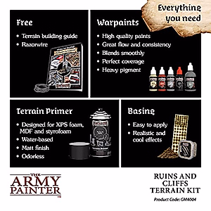 The Army Painter Terrain Paint Set with 5 Terrain Paint, 1 Spray, Basing Materials Gamemaster (Ruins & Cliffs Terrain Paint Beginner Set)