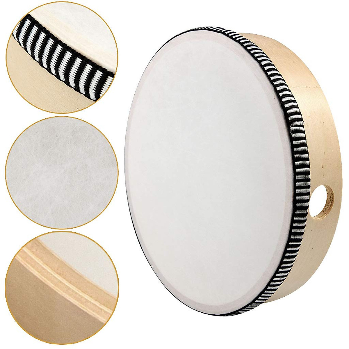 Nydotd 10 Inch & 8 Inch Hand Drum Kids Percussion Wood Frame Drum with Drum Stick Percussion Instruments Preschool Musical Education Children Performance Pro Hand Drum with Wooden Drum Beater