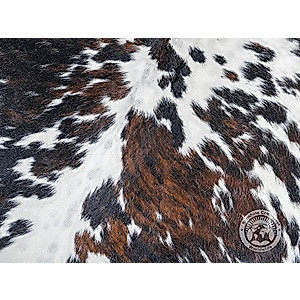 Genuine Tricolor Cowhide Rug Cow Skin Leather Area Rug XL 6 x 7 - 8 ft.
