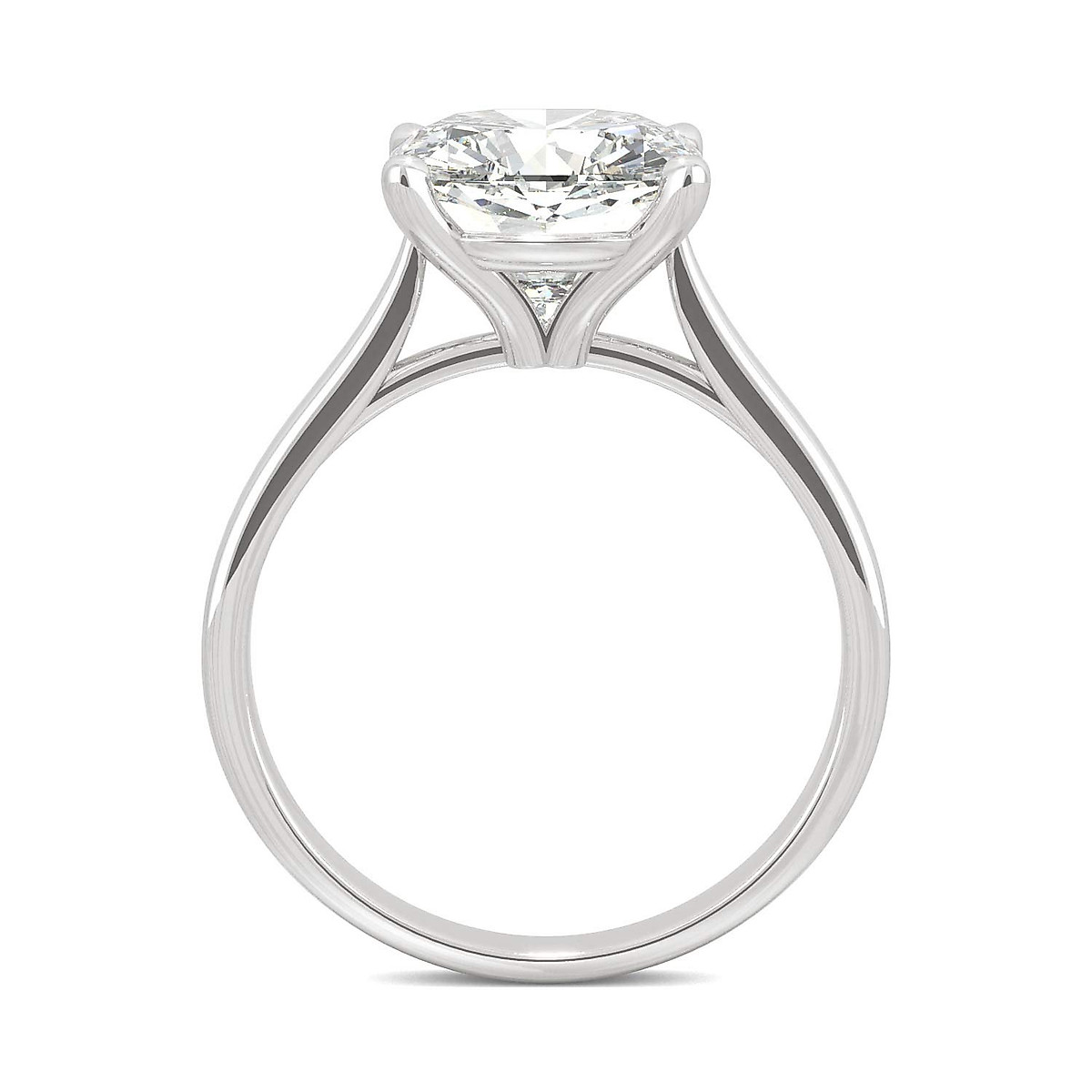 Charles & Colvard Created Moissanite 9mm Cushion Cut Solitaire Ring for Women | 3.3 cttw DEW | Lab Grown | Solid 14K White Gold with Rhodium | Size 7.5
