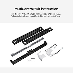 SAMSUNG Bespoke Front Load Washer Dryer Stacking and MultiControl Combo Kit, Includes Gap Cover to Fill Space Between Laundry Machines, All Parts Included, SKK-9MCV, Brushed Black