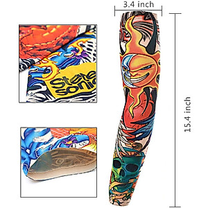 Akstore Temporary Tattoo Sleeves Set Arts Temporary Fake Slip On Tattoo Arm Sleeves Kit (Multicolor Set1)