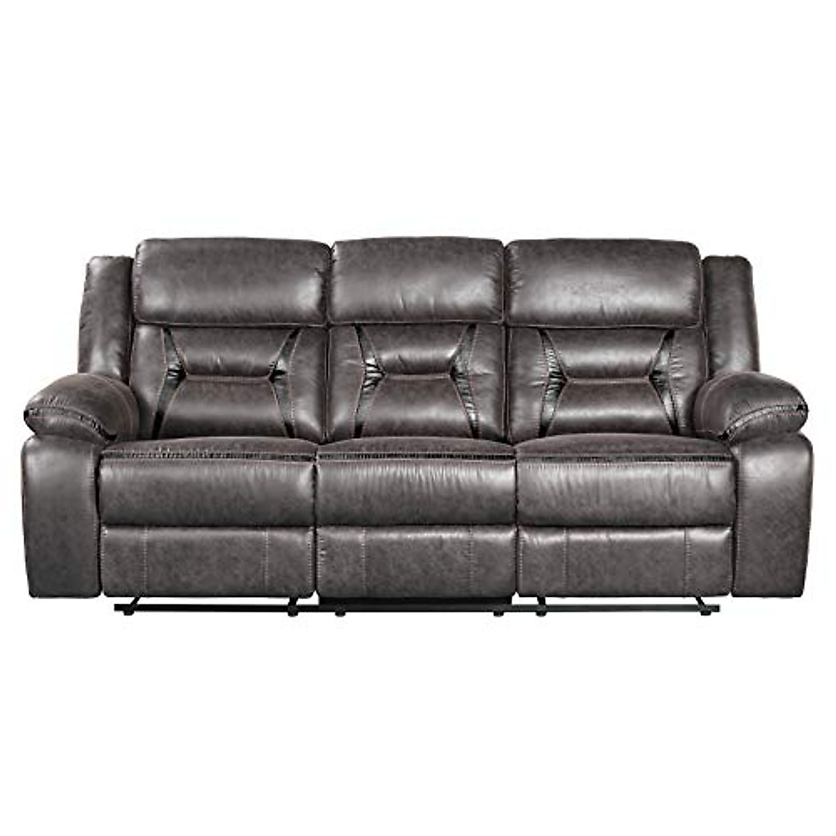 Roundhill Furniture Elkton Manual Motion Recliner with Storage Console, Sofa, Dark Chesnut