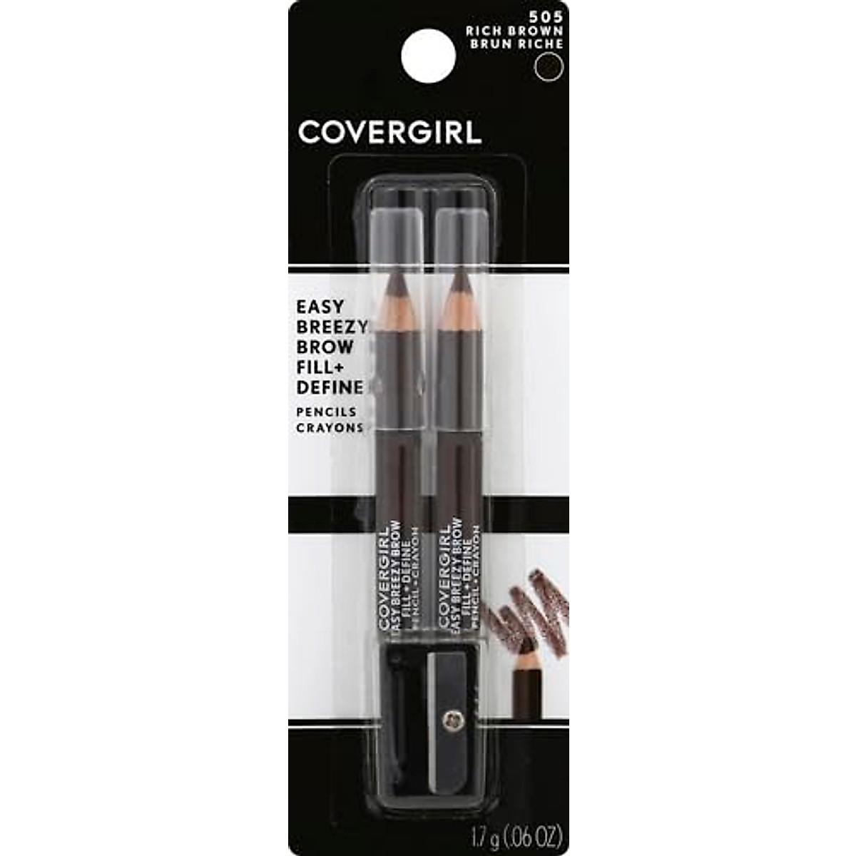 COVERGIRL - Easy Breezy Brow Fill + Define Brow Pencil, Sharpener Included, Long-Lasting, Deeply Pigmented, Blendable Formula, 100% Cruelty-Free