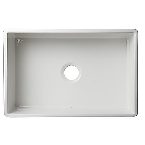 ALFI brand AB510 30-Inch Contemporary Smooth Fireclay Farmhouse Kitchen Sink, White