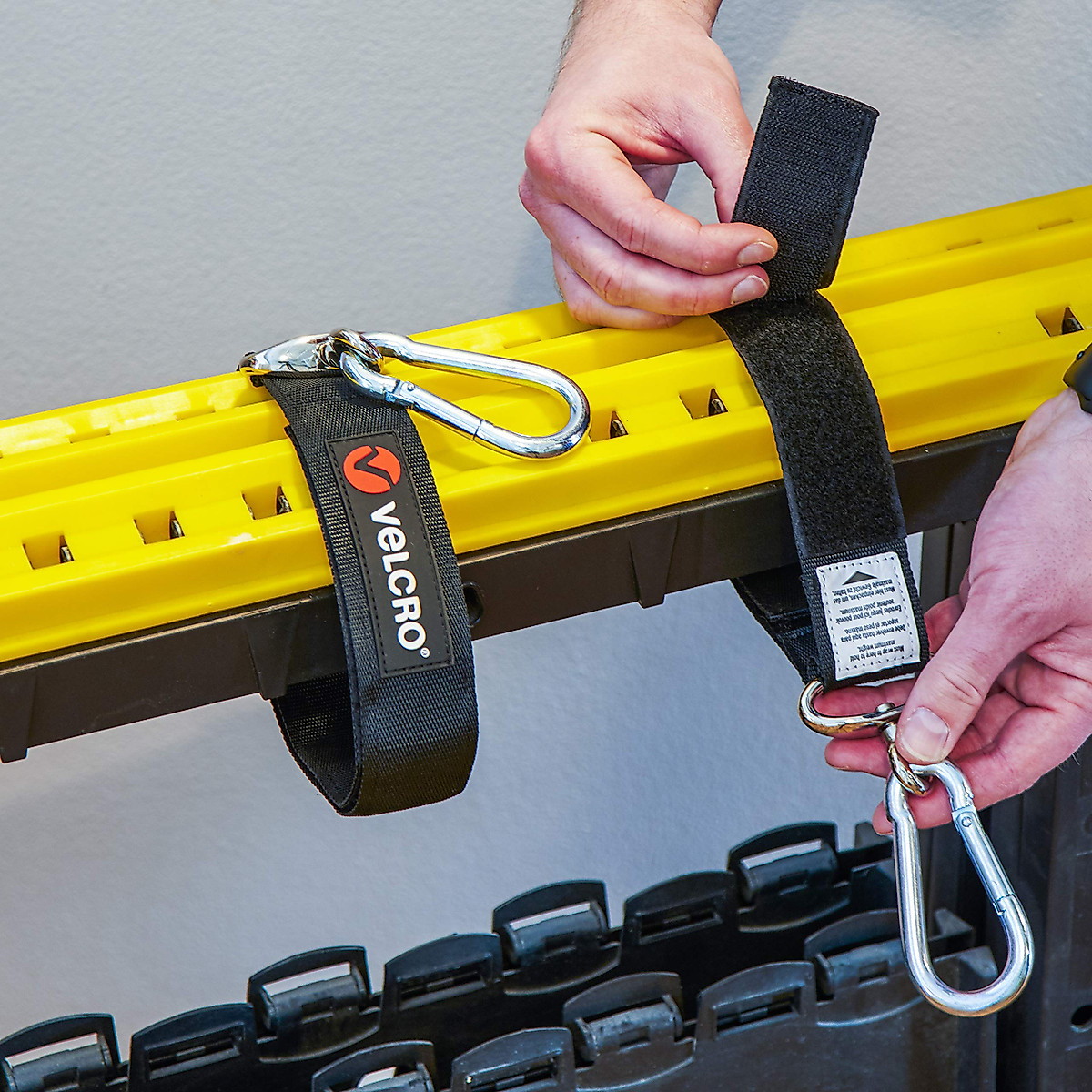 VELCRO Brand VEL-30688-USA Easy Hang Heavy Duty Straps Garage Storage and Organization, Extension Cord Holder, Pool Hoses, Tools, Shed, 2pk Large Holds 300lbs, Black