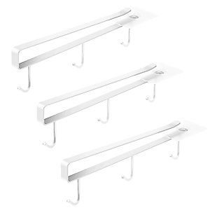 ECROCY Mug Holder Under Cabinet - 3pcs Mug Organizer for Kitchen, Fit for 1 Inch Thickness Shelf or Less - Only Suitable for Flat Buttom Cabinet Without Any Lip