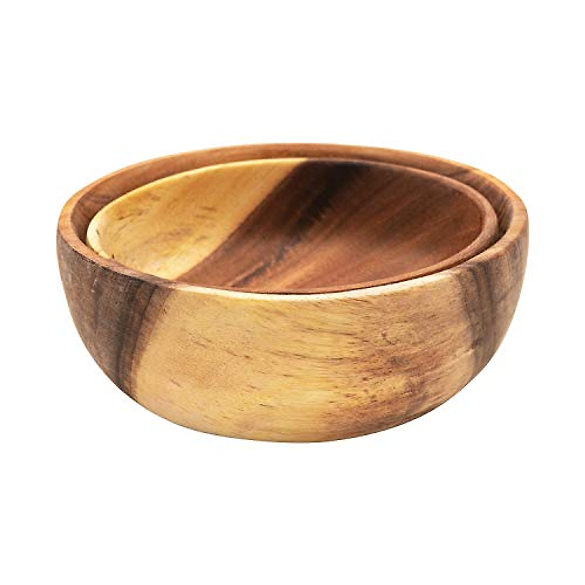 Creative Co-Op Acacia Wood, Set of 2 Bowl, Natural, 2