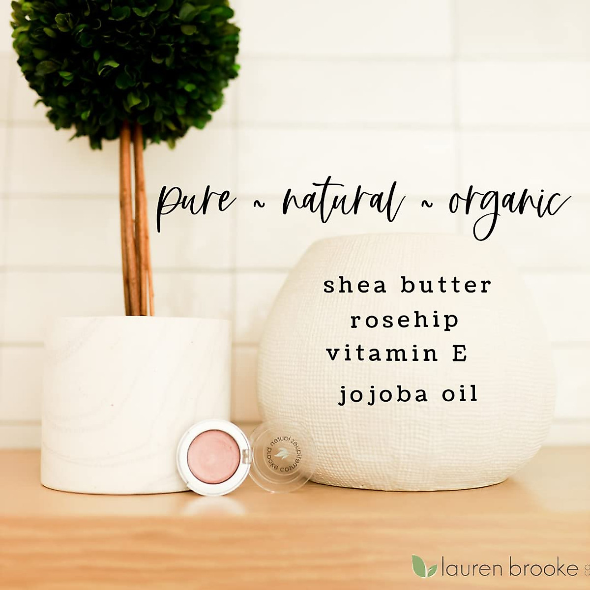 Lauren Brooke Cosmetiques Cream Eyeshadow | Natural Organic Eyeshadow, Richly Pigmented Eye Makeup, Creme Eyeshadow For Women (Rose Brown (Shimmer))