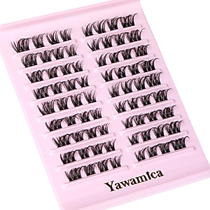 Eyelash Extension DIY Lash Clusters Wispy Individual Lashes 8-15mm Eyelash Clusters D Curl Lash Extension 72pcs DIY Cluster Eyelashes at Home by Yawamica