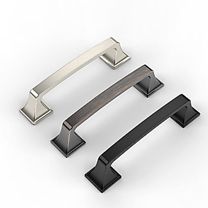 Amerdeco 10 Pack Brushed Satin Nickel 3.75 Inch(96mm) Hole Centers Kitchen Cabinet Pulls Hardware Kitchen Handles for Cabinets Cupboard Handles Drawer Pulls