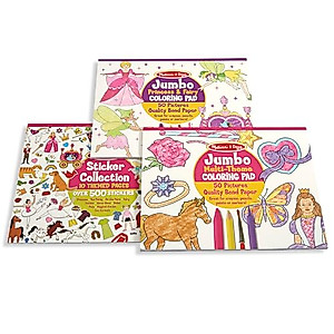 Melissa & Doug Sticker Collection and Coloring Pads Set: Princesses, Fairies, Animals, and More - FSC Certified
