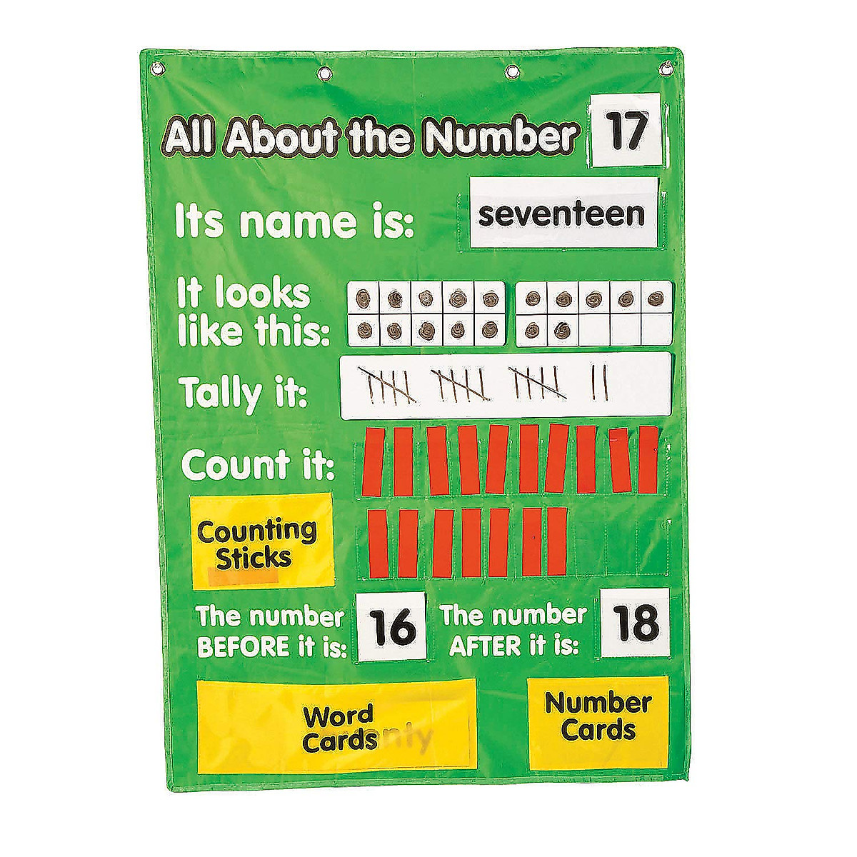 Fun Express All About Numbers Pocket Chart - 45 Pieces - Educational and Learning Activities for Kids