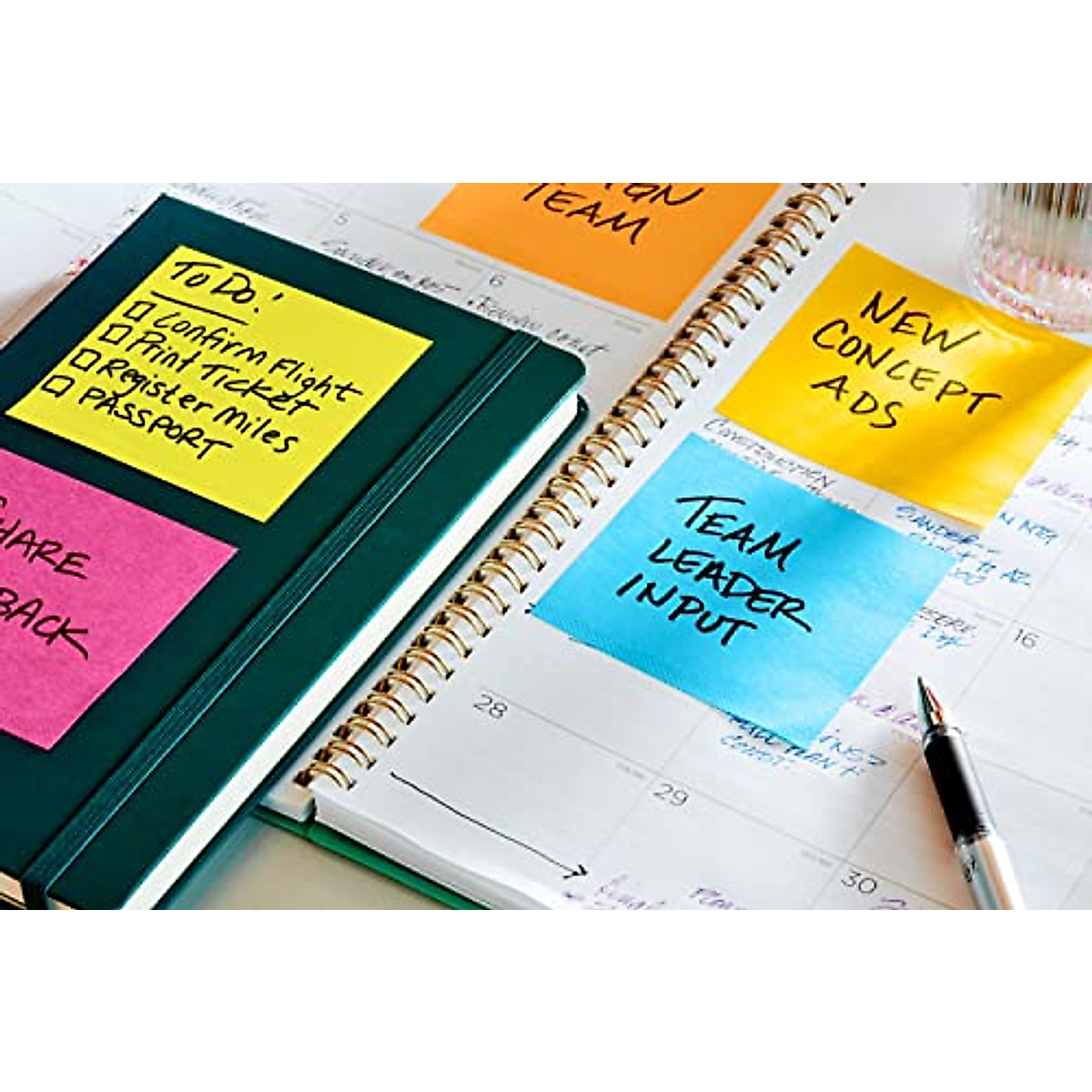 Post-it Super Sticky Full Stick Notes, 3x3 in, 16 Pads, 2x the Sticking Power, Energy Boost Collection, Bright Colors (Orange, Pink, Blue, Green), Recyclable (F330-16SSAU)