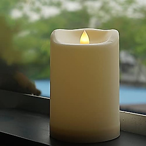 Outdoor Waterproof Large Flameless LED Candles with Remote Timer Battery Operated Plastic Big Pillar Candles for Garden Patio Home Wedding Party Decorations Flickering Electric Lights 4”x6” 2 Pack