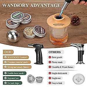 Whiskey Gifts for Men, Cocktail Smoker Kit, WANDiORY Original Bourbon Whisky Drink Smoker Infuse Kit Includes 2 Whiskey Ice Stones, Birthday Gifts for him/Father/Husband/Father's Day/Halloween/Christmas（No Butane）