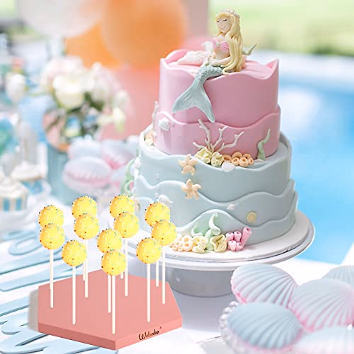 Webake Cake Pop Display Stand, Wood Lollipop Holder 12 Holes Sucker Cake Pop Drying Stand for Weddings Baby Showers Birthday Parties Anniversaries Halloween Candy Decorative