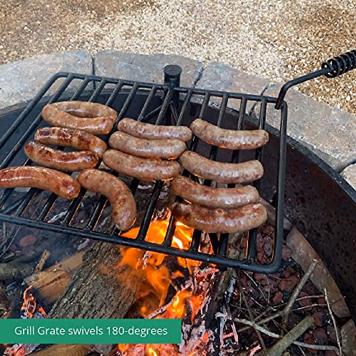 Titan Great Outdoors 24-in Steel Fire Ring with 15.5-in. x 19.5-in. Grate, Outdoor Cooking Camping