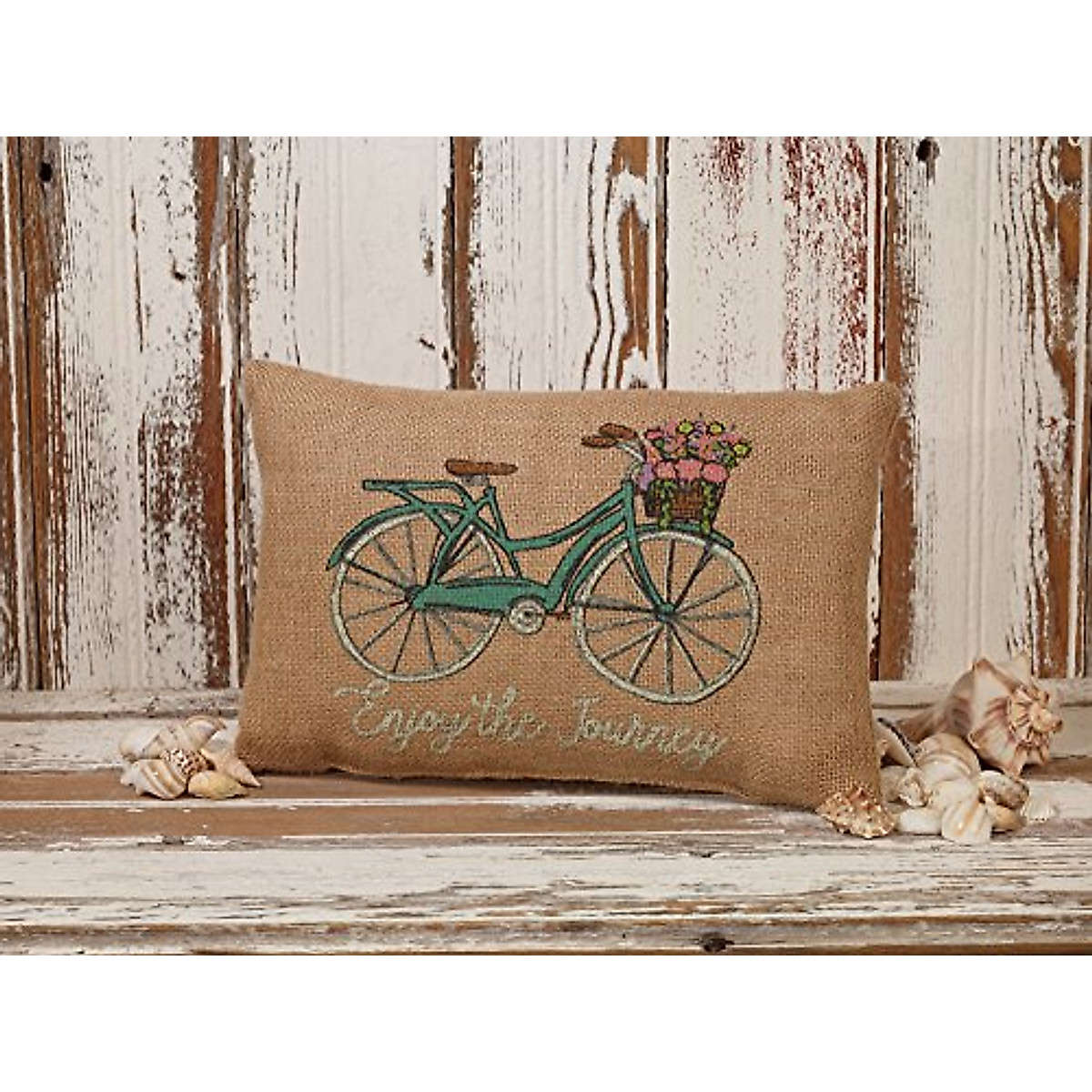 The Country House Collection Burlap Pillow Enjoy The Journey Bicycle (1)