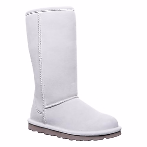 BEARPAW Women's Elle Tall Winter White Size 10 | Women's Boot Classic Suede | Women's Slip On Boot | Comfortable Winter Boot