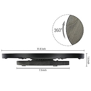 MyGift 12 Inch Vintage Gray Solid Wood Lazy Susan Tray with Black Metal Rim, 360 Degree Rotating Round Turntable Serving Relish Display Tray for Food, Spices and Condiments