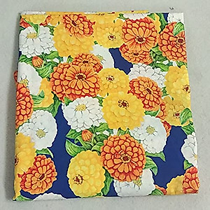 PUMCRAFT Sewing Fabric 100% Cotton Fabric Yellow Orange White Chrysanthemum Flower Printed Sewing Cloth Dress Clothing Textile Tissue - 50cm - 105cm Fabric Patchwork Craft
