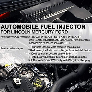 Dasbecan Fuel Injector Compatible with Ford Bronco Crown Victoria E150 E250 E350 Excursion Expedition F150 F250 F350 Mustang Thunderbird Lincoln Town Car 1986-2005 Replaces# 0280150943 Set of 8