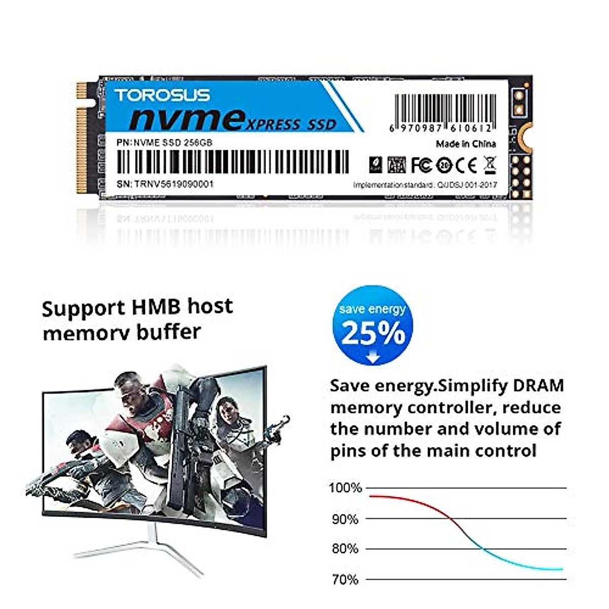 TOROSUS M.2 256GB NVME PCle 2280 Internal SSD High Performance Solid State Drive