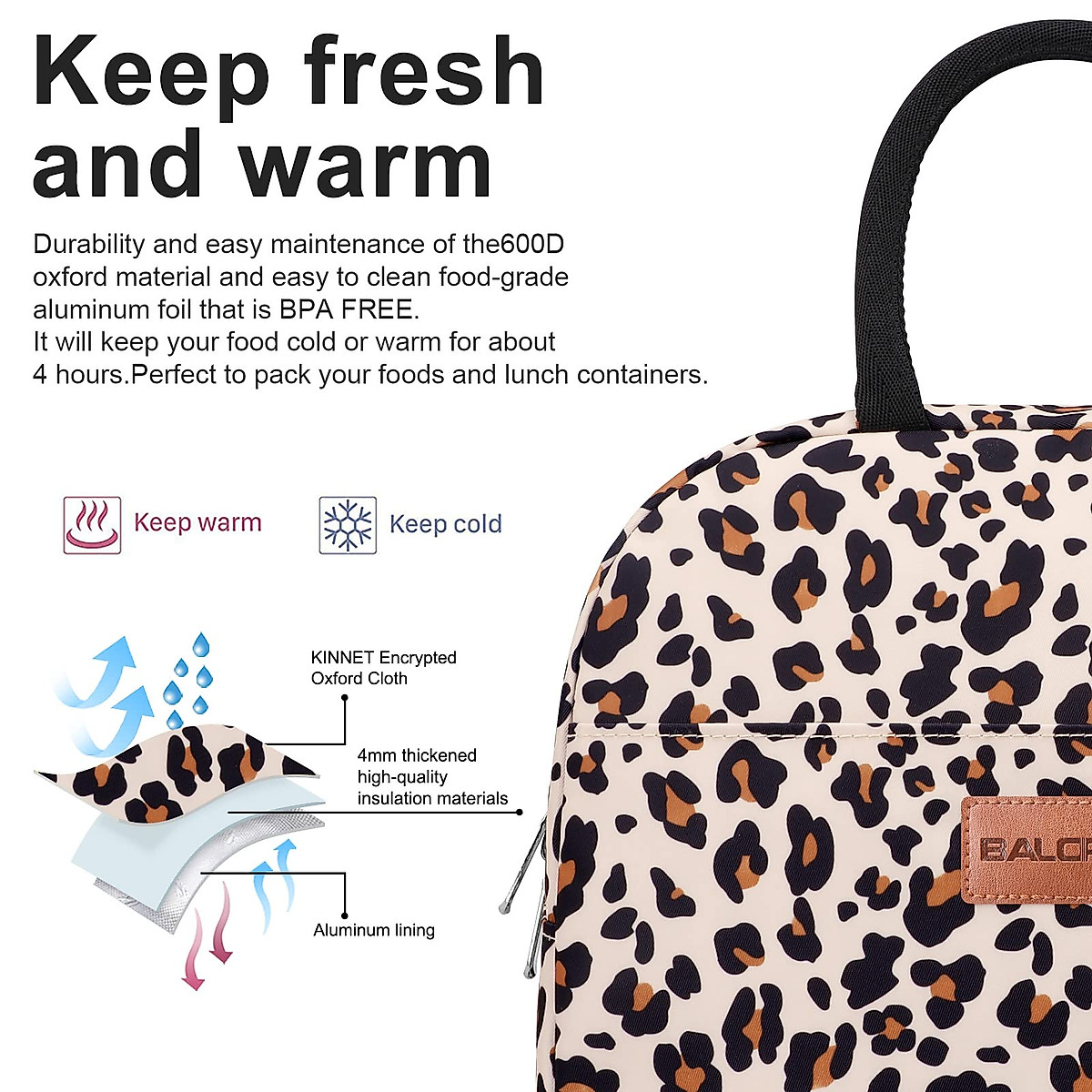 BALORAY Lunch Bag Women Men, Double Deck Lunch Box Insulated Lunch Bag for Adults Work Office Picnic, Leakproof Cooler Bag with Adjustable Shoulder Strap