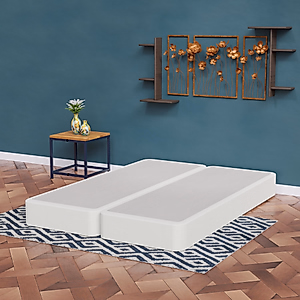 Continental Sleep, 8-Inch Sturdy Wood Box Spring for Mattress Support - Durable and Fully Assembled, Natural Wood Foundation for King, White