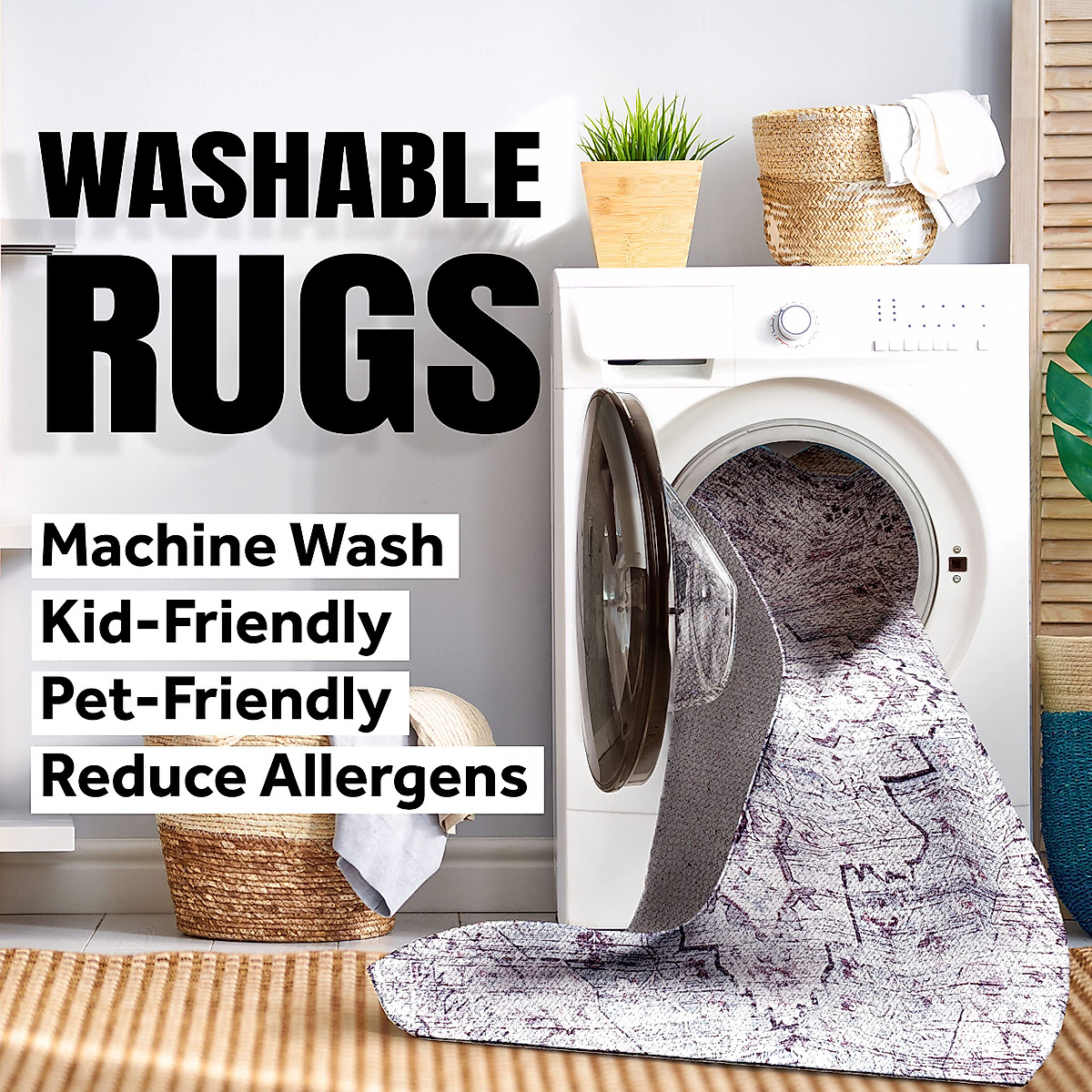 JONATHAN Y WSH120A-4 Nautisk Trellis Stripe Machine-Washable Indoor Area-Rug, Coastal, Modern, Contemporary Easy-Cleaning,Bedroom,Kitchen,Living Room,Non Shedding, Navy/Gray, 4 X 6