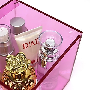 PDE-QUNLIAN Coffee Capsule Storage Box Coffee Pod Holder Organizers Accessories Anti Dust Durable Clear Handmade Acrylic Box for House and Office Use,Mother's Day 5x5 (Rose)