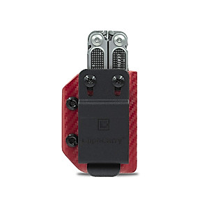 Clip & Carry Kydex Multitool Sheath for LEATHERMAN FREE P4 - Made in USA (Multi-tool not included) EDC Multi Tool Holder Holster Cover (Red Carbon Fiber)