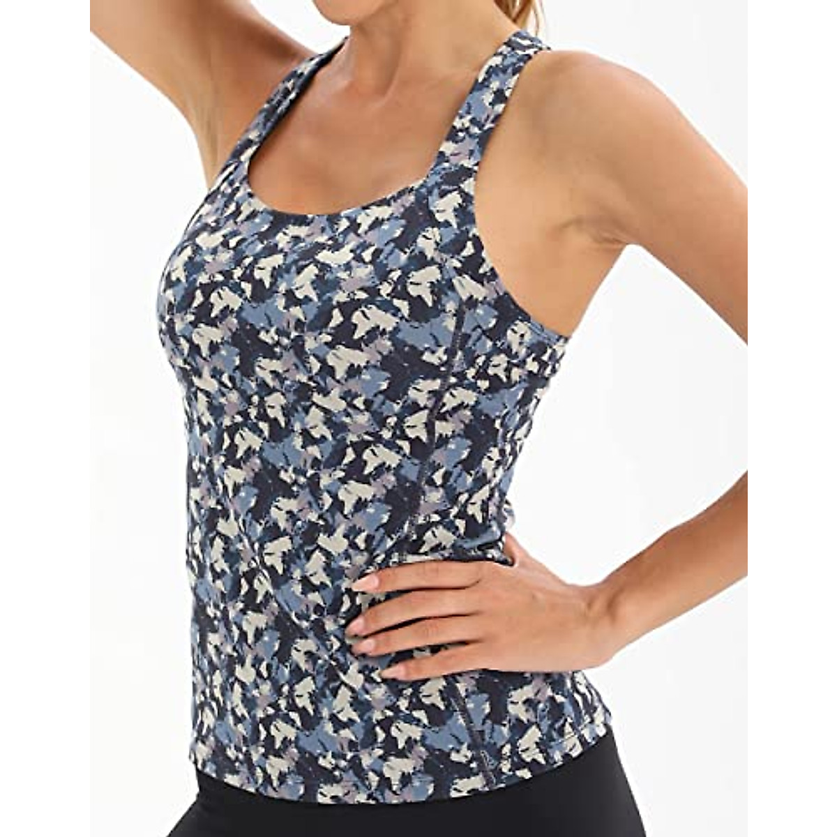 Haczea Workout Tank Tops for Women Built in Bra Slim Fit Yoga Running Tanktop Sleeveless Racerback Athletic Sports Shirts-Inked White XL