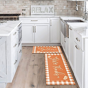 HOLVDENG Easter Bunny Kitchen Mat Set of 2 Non Slip Thick Kitchen Rugs and Mats for Floor Comfort Standing Mats for Kitchen, Sink, Office, 17"x47"+17"x28"