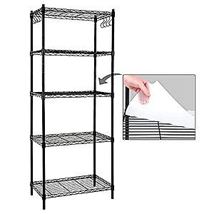 EFINE 5-Shelf Shelving Unit with Shelf Liners set of 5, NSF Certified, Adjustable, Steel Organizer Wire Rack, 100lbs Loading Capacity Per Shelf, for Kitchen and Garage (23.6W x 14D x 59H) Black