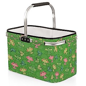Tavisto Childish Frog Versatile and Durable Reusable Grocery Tote Bag - Spacious and Foldable with Fun Print Designs - Perfect for Shopping, Picnics, and Storage