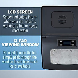 Deco Chef 40LB Countertop Ice Maker for Home, Office, Bars, and Parties, Makes Extra Large Cubes, 2.4 lb of Ice Every 15-20 Minutes, Self Cleaning, LCD Status Indicator, Adjustable Cube Size, Red