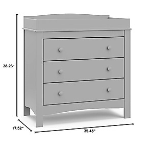 Graco Noah 3 Drawer Chest with Changing Topper, Baby and Kids Dresser, Universal Design for Children's Bedroom, Pebble Gray