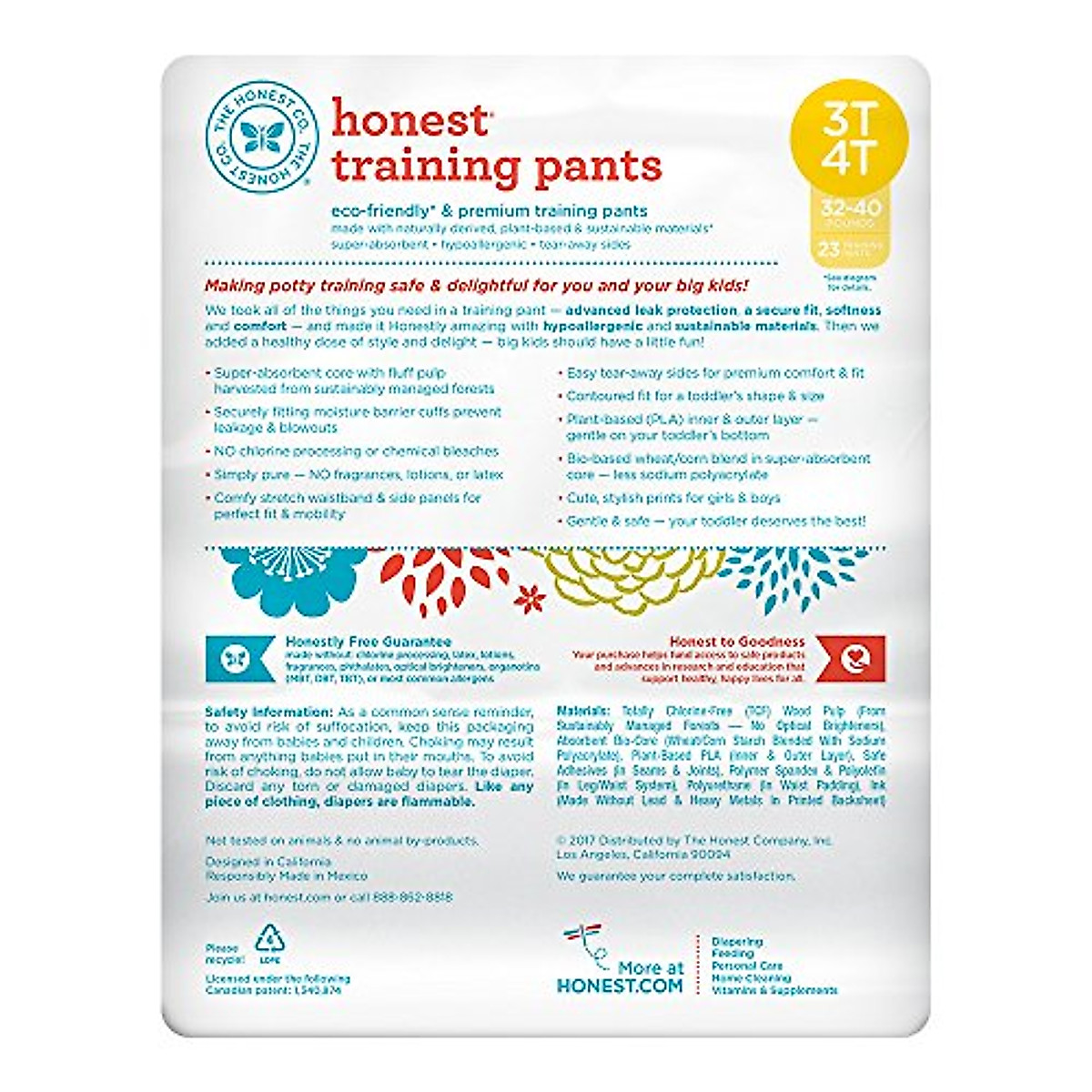 The Honest Company Training Pants, Construction Zone, 3T/4T, 92 Count