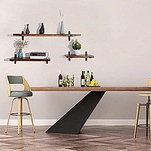 PIBM Stylish Simplicity Shelf Wall Mounted Floating Rack Shelves Solid Wood Metal Bracket Separator Plate Multifunction Small Items Wear Resistant Save Space,8 Sizes, Wood Color , 100x30x2cm