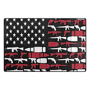 Ainans Gun Country USA Flag Area Rug Carpet Non-Slip Floor Mat Doormats for Living Room Bedroom 60 x 39 inches