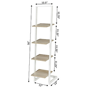 Convenience Concepts Designs2Go 4 Tier Ladder Bookshelf, Ice White / White