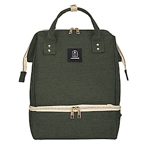 Breast Pump Backpack - Cooler and Moistureproof Bag Double Layer for Mother Outdoor Working Backpack with USB Charging Port, Large (Amy Green)