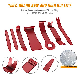 GOOACC 8PCS Auto Trim Scratch Removal Tool Car Audio Dash Panel Window Molding Fastener Remover Tool Kit-Red
