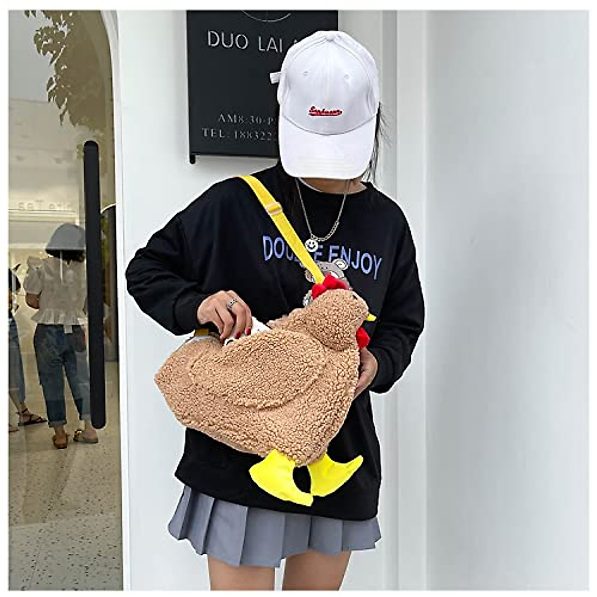 Women Cartoon Crossbody Bags, Creative Cute Chicken Purse Backpack Shoulder Purses Gift for Teenager Daughter Girlfriend Wife (Khaki)