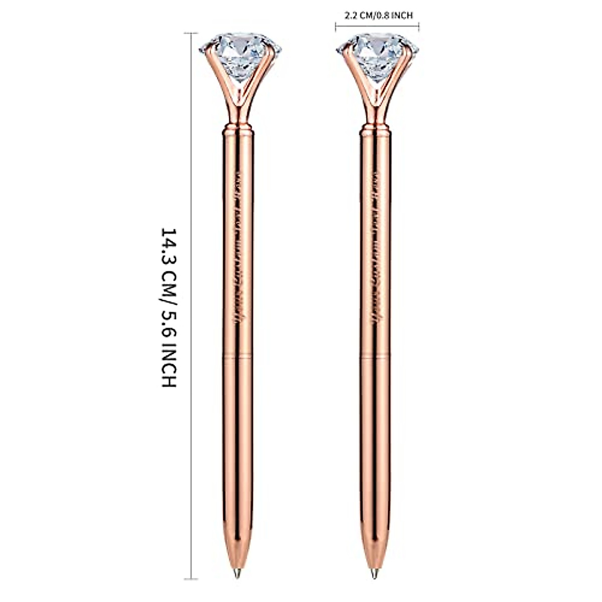 HH-STUDIO CUSTOM Rose Gold Diamond Ballpoint Pens with Big Colorful Diamond Bling Metal Ballpoint Pen Office Supplies Gift Pens For Christmas Wedding Birthday, ROSGOLD