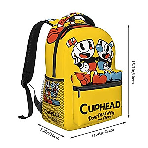 Zqiyhre Cupx-Head Backpack Print Cartoon Waterproof Laptop Backpack Casual School Backpack for Student