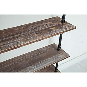 WGX Design For You Industrial Pipe Shelves Rustic Wood Ladder Bookshelf Wall Mounted Shelf for Living Room Decor and Storage (32in, 6 Layers)